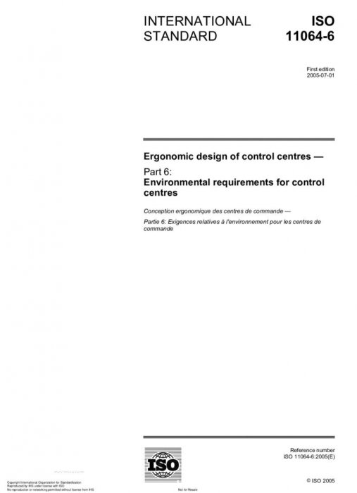 ISO 11064-6:2005 控制中心的人类工效学设计.第6部分:控制中心的环境要求 标准