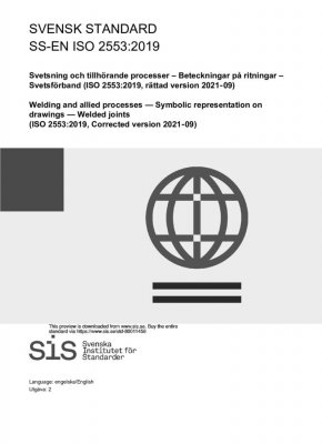SS-EN ISO 2553:2019 焊接及相关工艺 图纸上的象征性表示 焊接接头（ISO 2553:2019 2021年9月修订版） 标准全文