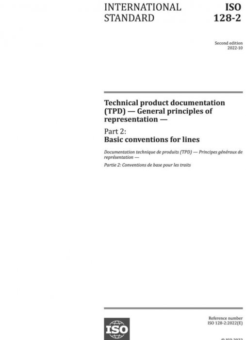 ISO 128-2:2022 技术产品文件（TPD）.表示的一般原则.第2部分:线条的基本惯例 标准