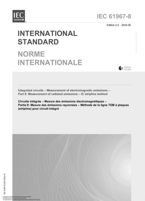 IEC 61967-8:2023 集成电路.电磁发射的测量.第8部分:辐射发射的测量.IC带状线法 标准