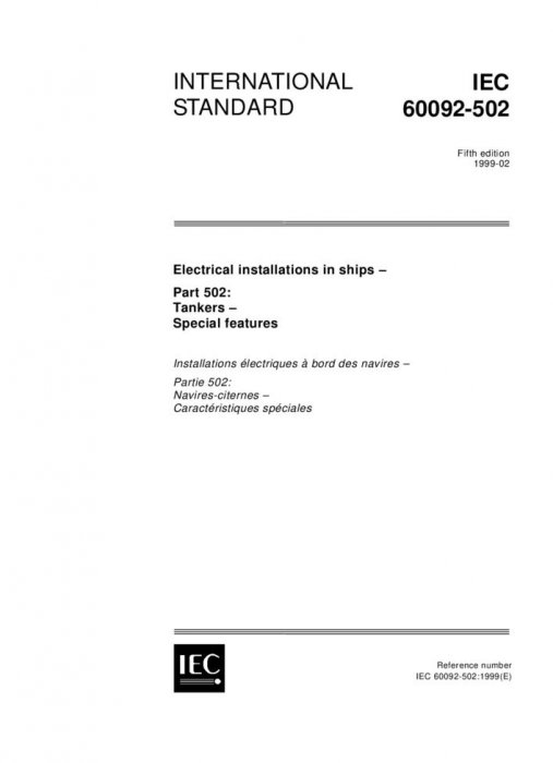 IEC 60092-502:1999 船舶电气设施 第502部分:液货船 特项 标准
