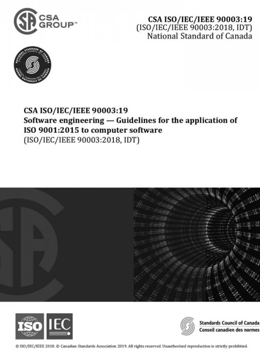 CSA ISO/IEC/IEEE 90003:2019 软件工程 ISO 9001:2015 计算机软件应用指南 标准