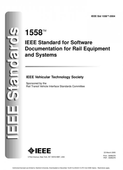 IEEE Std 1558-2004 铁路设备和系统软件文档的 IEEE 标准 标准
