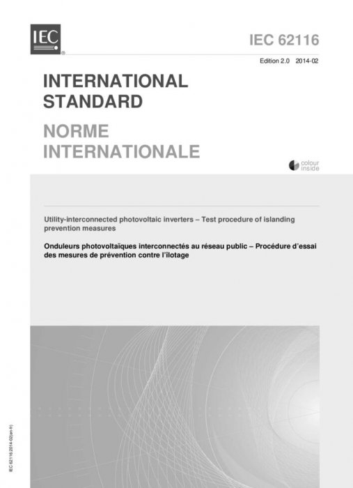 IEC 62116:2014 有互联效应的光电变极器.孤立障碍措施的试验规程 标准