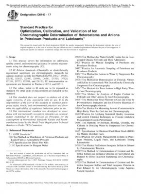 ASTM D8149-17 离子色谱测定石油产品和润滑油中杂原子和阴离子的优化 校准和验证的标准实践 标准全文