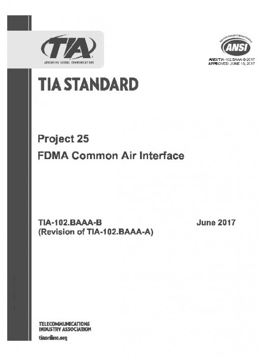 TIA 102.BAAA-B-2017 项目25频分多址（FDMA）空中接口 标准