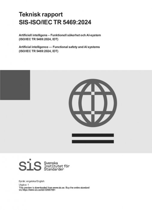 SIS-ISO/IEC TR 5469:2024 人工智能 功能安全和人工智能系统 标准