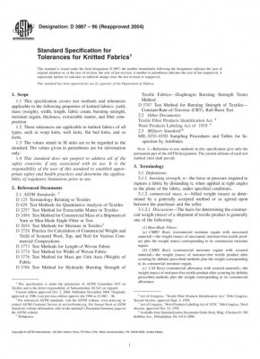 ASTM D3887-96(2004) 针织物公差的标准规范 标准全文