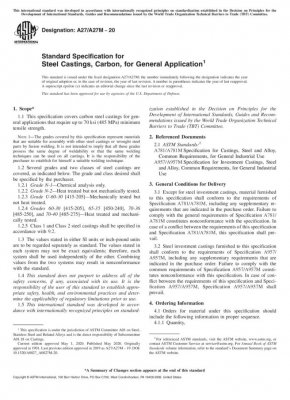 ASTM A27/A27M-20碳钢铸件标准解析与应用指南