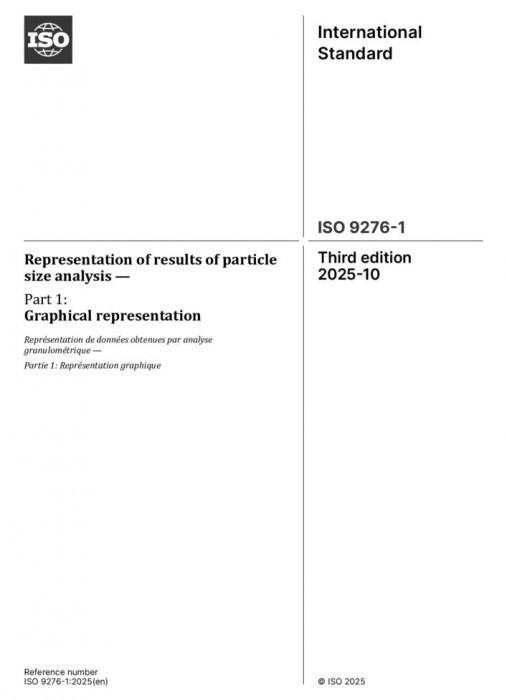 ISO 9276-1:2025 颗粒物大小分析结果的表示 第1部分：图形表示 标准