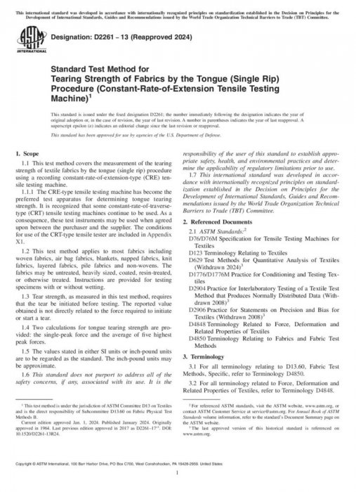 ASTM D2261-13(2024) 自动驾驶系统安全相关模型中使用的道路使用者运动学特性文献综述 标准