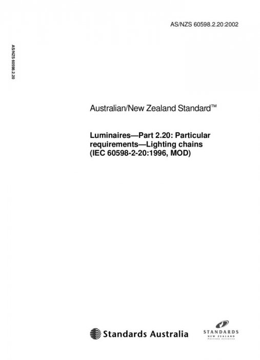 AS/NZS 60598.2.20:2002 灯具第 2.20 部分：特殊要求 灯串 标准