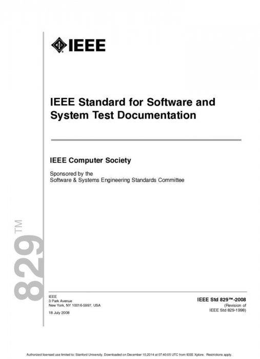 IEEE Std 829-2008 软件和系统测试文档的 IEEE 标准 标准