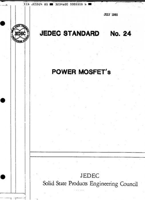 JEDEC JESD24-1985 MOSFET功率 标准