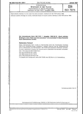 DIN ISO 7975:1987 道路车辆.转圈制动.开环试验程序 标准全文
