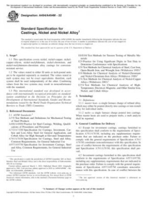 ASTM A494/A494M-22镍合金铸件标准深度解析