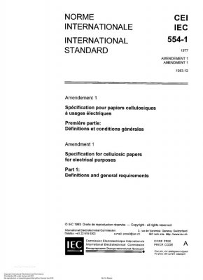 IEC 60554-1:1977 电工用纤维素纸规范 第1部分:定义和一般要求 标准全文