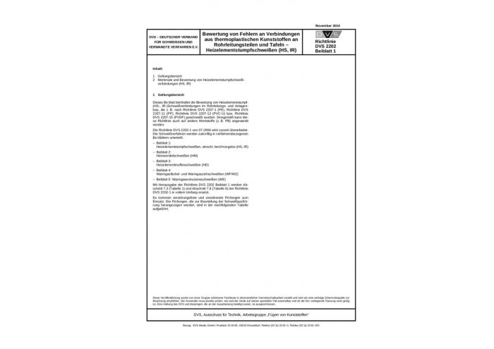 DVS 2202 Beiblatt 1:2014-11 DVS 2202 Beiblatt 1:2014-11 标准