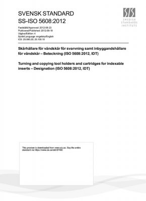 SS-ISO 5608:2012 可转位刀片刀座和套件的安装与复制 designation（ISO 5608:2012 等同采用） 标准全文