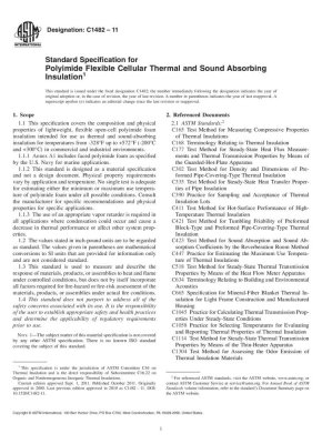 ASTM C1482-11 聚酰亚胺柔性多孔保温及吸声绝缘的标准规格 标准全文