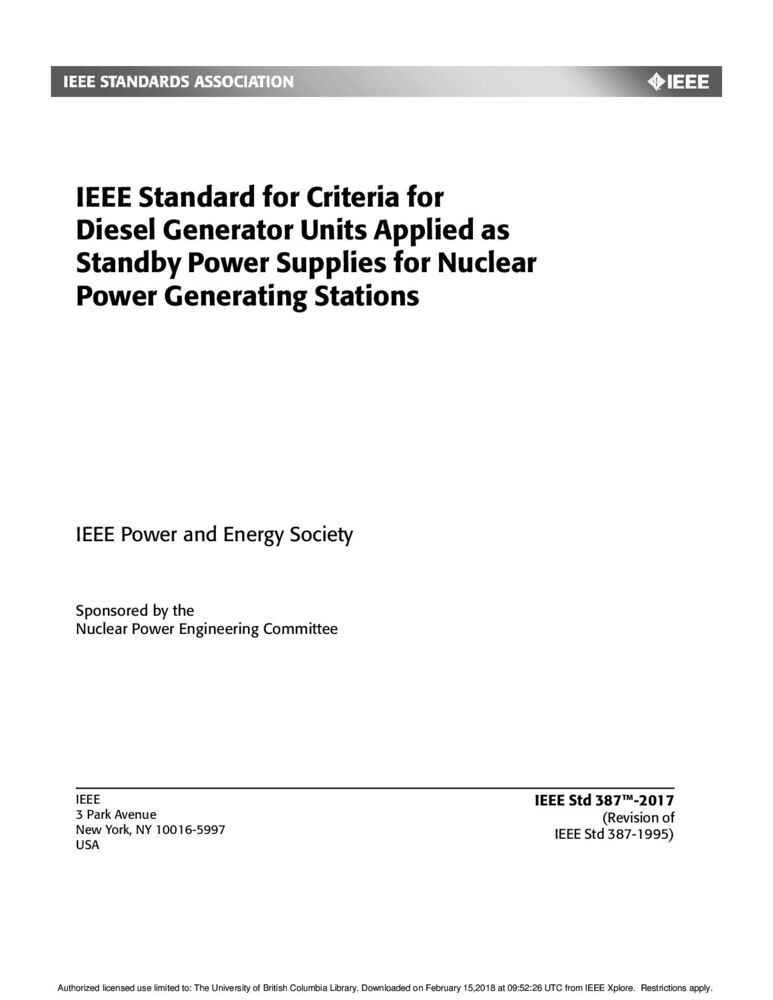 IEEE 387-2017 用于核电站备用电源的柴油发电机组标准的 IEEE 标准 标准全文