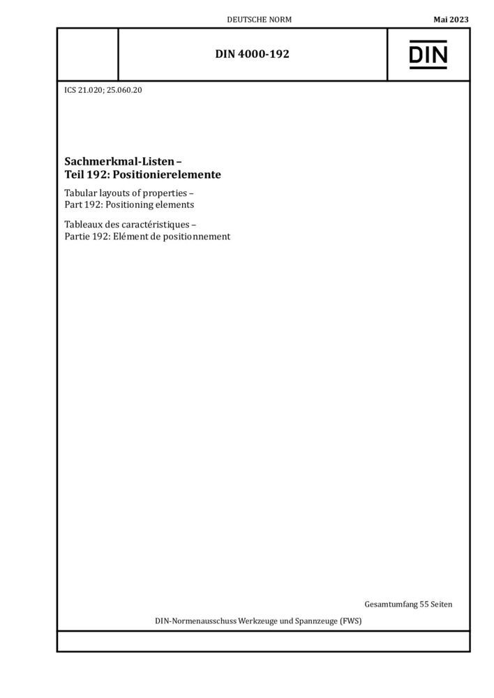 DIN 4000-192 Positioning Elements Standard: Technical Specifications ...