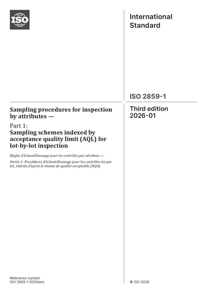 ISO 2859-1:2026 AQL Sampling