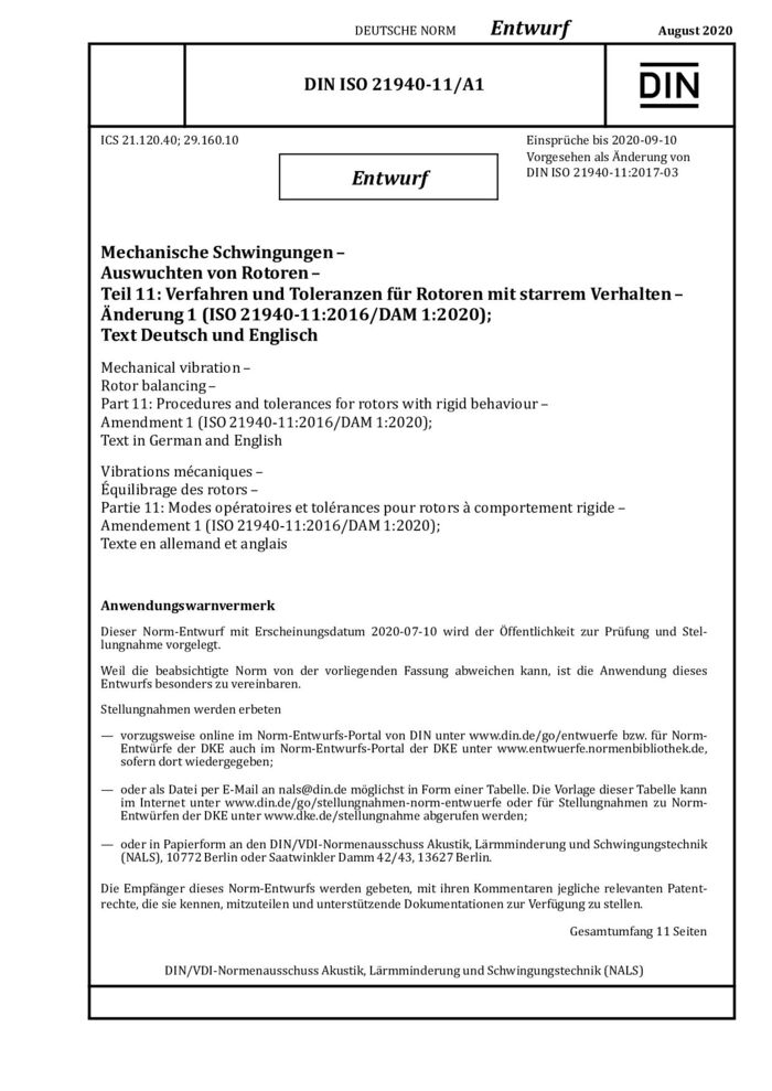 DIN ISO 21940-11 A-1 E:2020-08 DIN ISO 21940-11 A-1 E:2020-08 标准全文