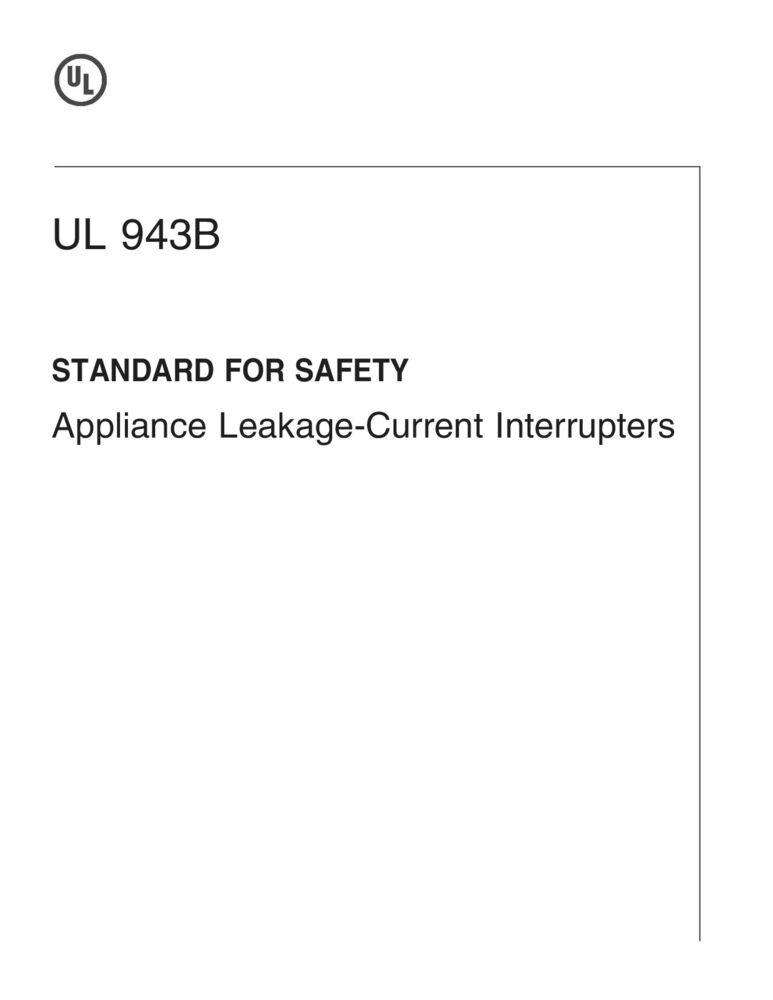 UL 943B-2017 安全器具漏电流断流器的 UL 标准（第三版） 标准全文
