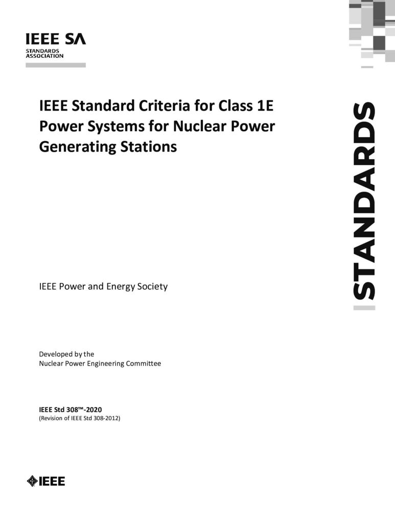 IEEE Std 308-2020 核电站 1E 类电力系统的 IEEE 标准 发布历史