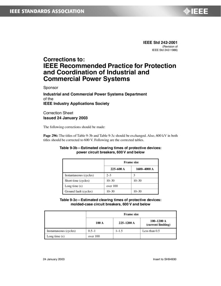 IEEE Std 242-2001 Errata 2003 IEEE Std 242-2001 Errata 2003 标准全文