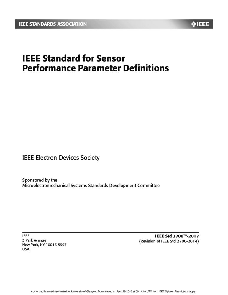 IEEE Std 2700-2017 传感器性能参数定义的 IEEE 标准 标准全文