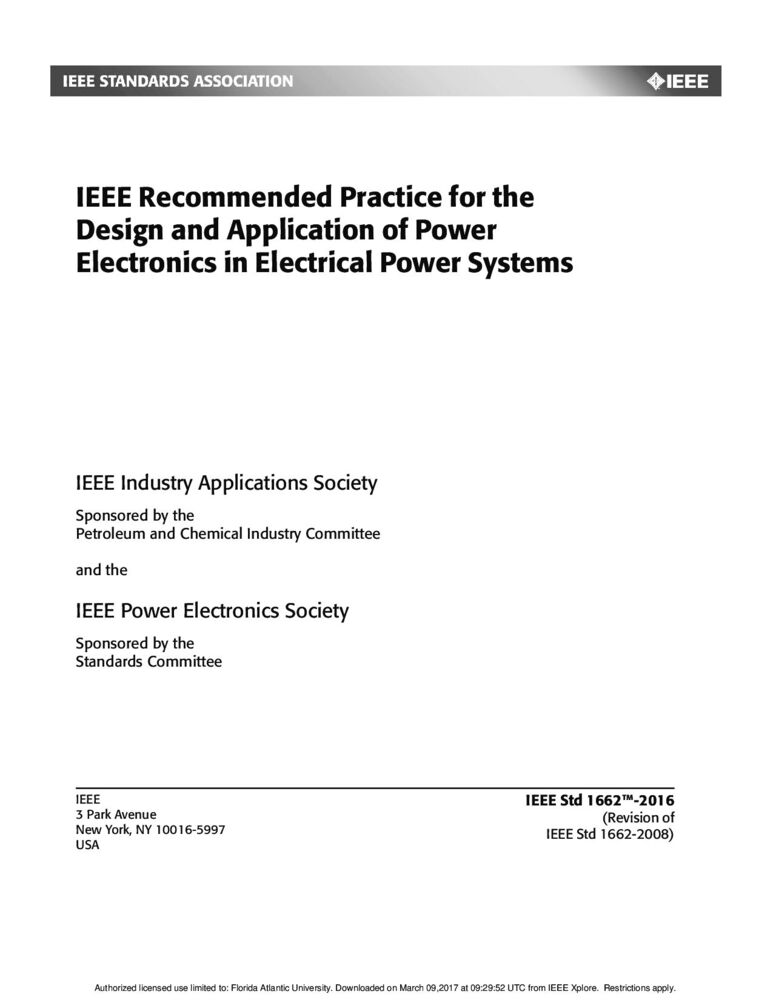 IEEE Std 1662-2016 电力系统中电力电子设计和应用的 IEEE 推荐规程 标准全文