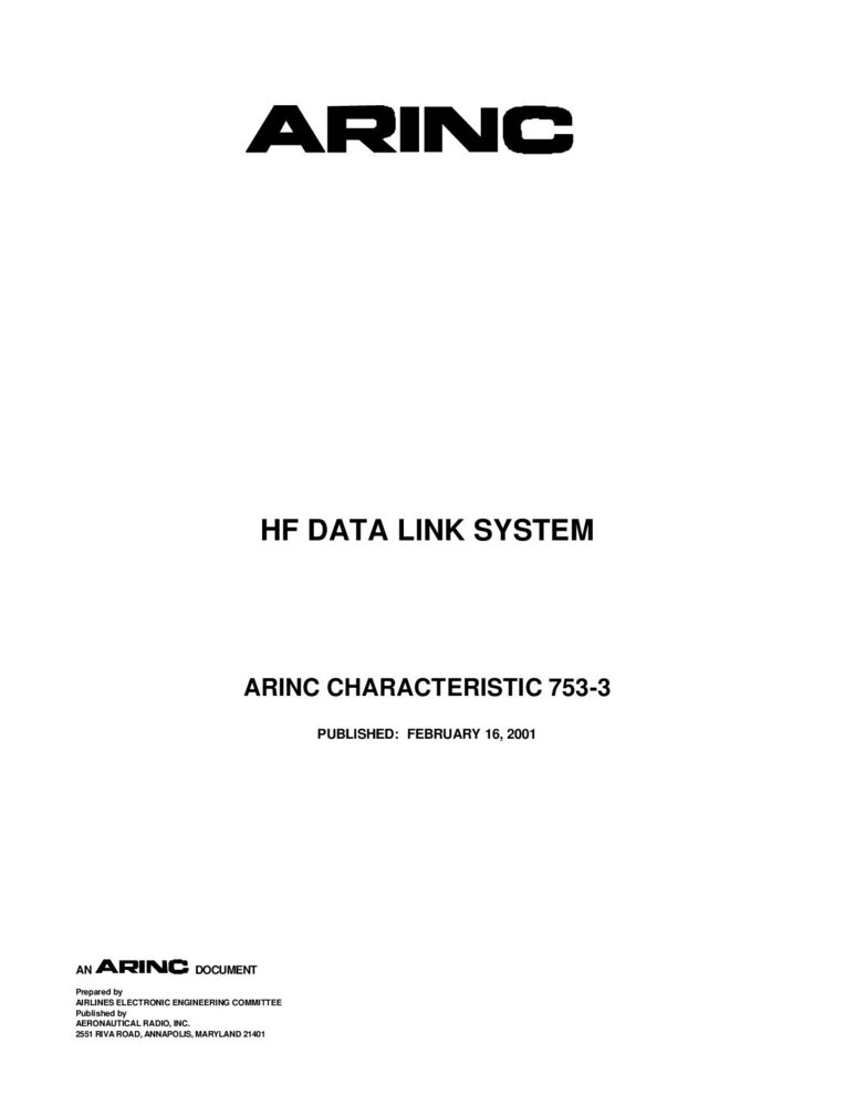 ARINC 753-3-2001 高频数据链接系统 标准全文