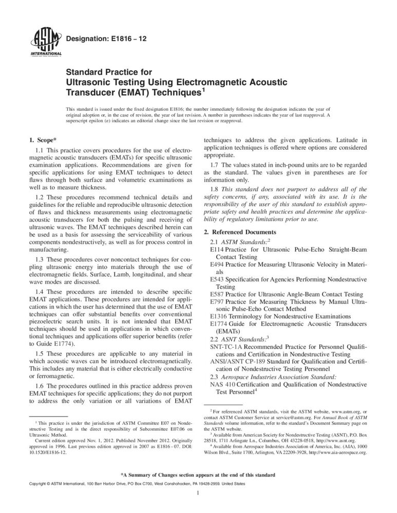 ASTM E1816-12 应用电磁声传感器 (EMAT) 技术进行超声检测的标准方法 仪器谱