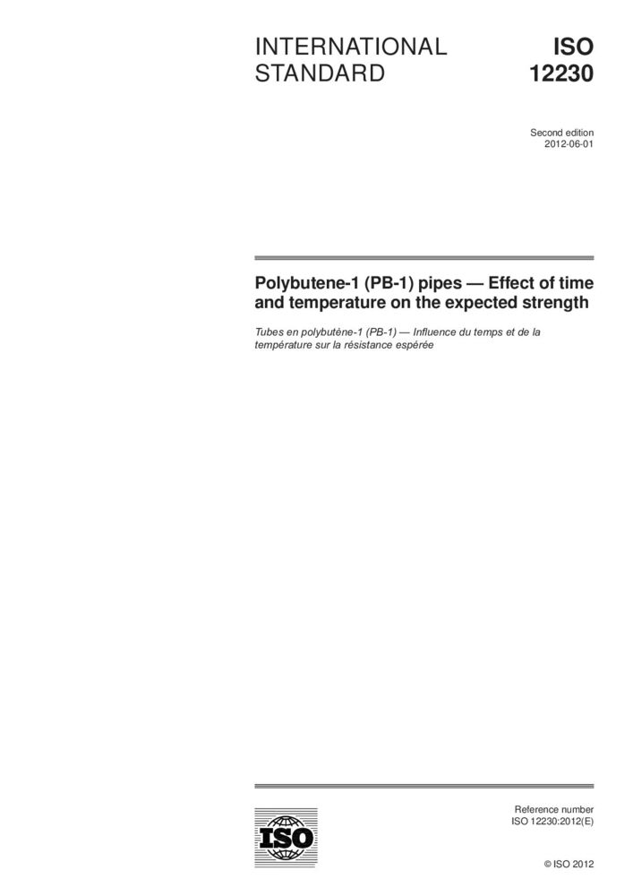ISO 12230:2012 聚丁烯-1(PB-1)管材.时间和温度对预期强度的影响 标准全文