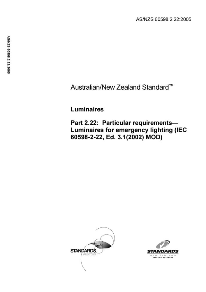 AS/NZS 60598.2.22:2005 灯具第 2.22 部分：特殊要求 应急照明灯具 标准全文