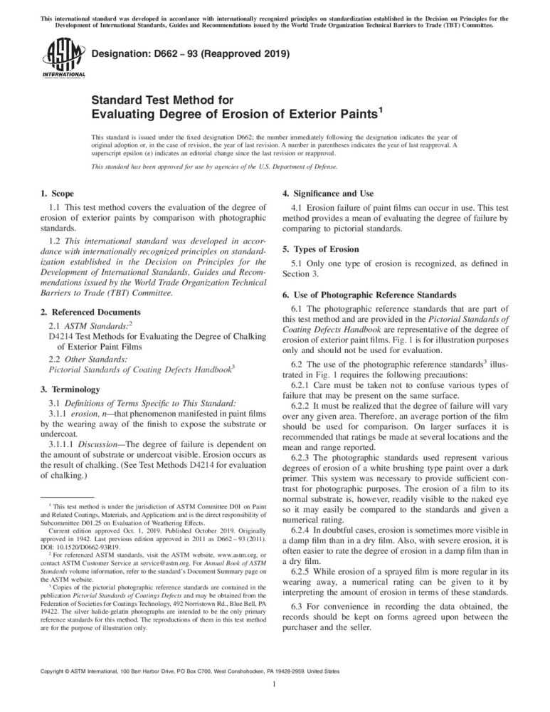 ASTM D662-93(2019) 评定外部涂料腐蚀程度的标准试验方法 标准全文